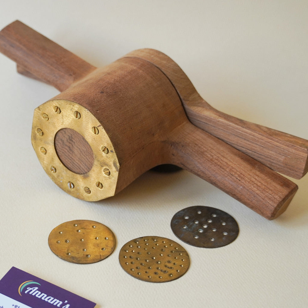 Chettinad Teak Wood Murukku Kattai - 6 Brass dies – Annams Shop