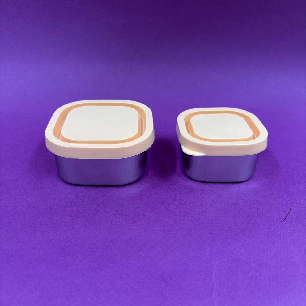 Square Curry Dabba in Stainless Steel with Plastic Lid – Annams Shop