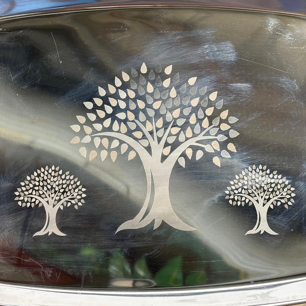 Stainless Steel Serving Tray with Tree Engraving | Premium Kitchenware ...